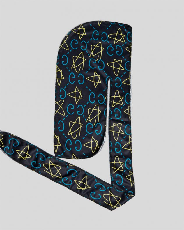 Silky Designer Black Gucci Stars Print Durag - Most Hated Waves