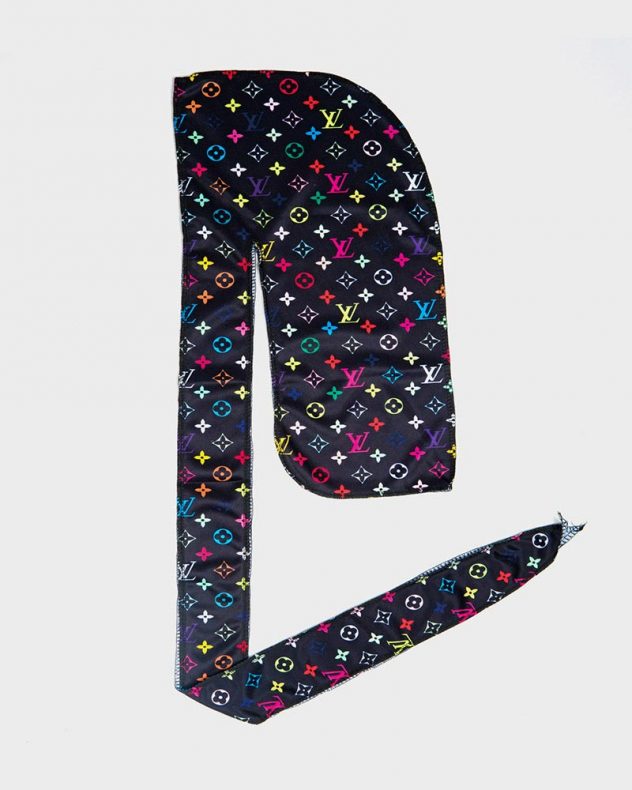 Silky Designer White Balenciaga Print Durag - Most Hated Waves